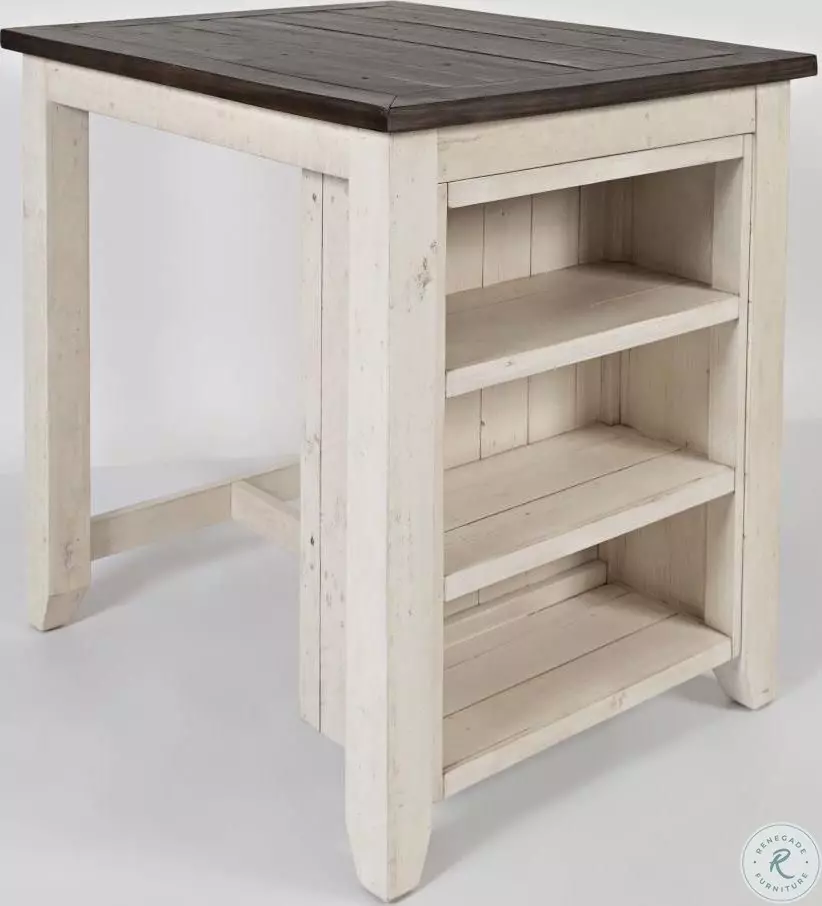Madison County Vintage White 3 Piece Counter Height Storage Dining Set