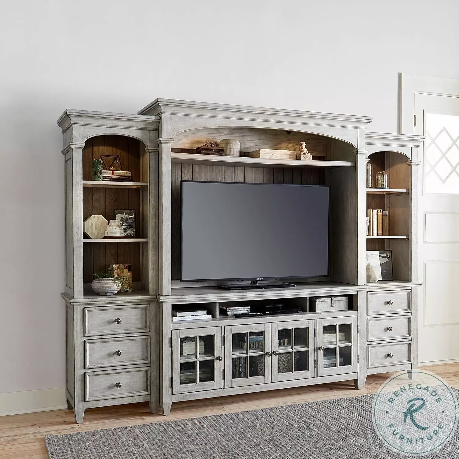 Antique white entertainment center store
