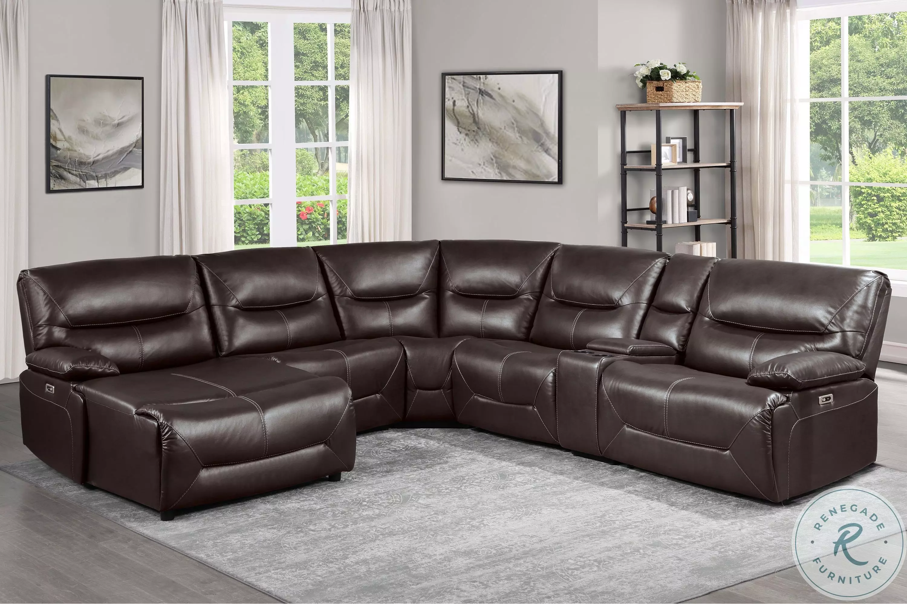 Brown reclining sectional with chaise store