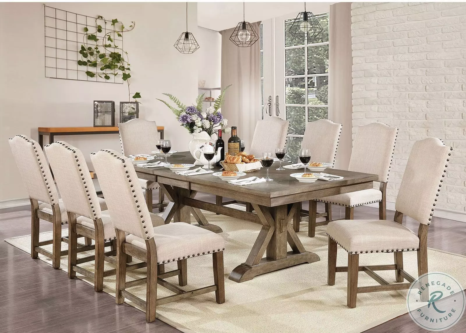 Julia Light Oak Extendable Dining Room Set from Furniture of America Coleman Furniture