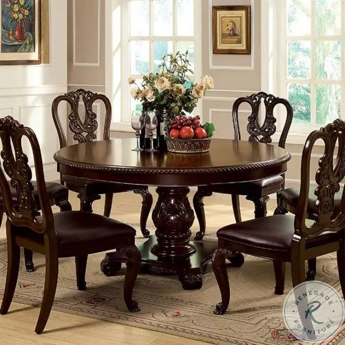 Bellagio Brown Cherry Round Pedestal Dining Table