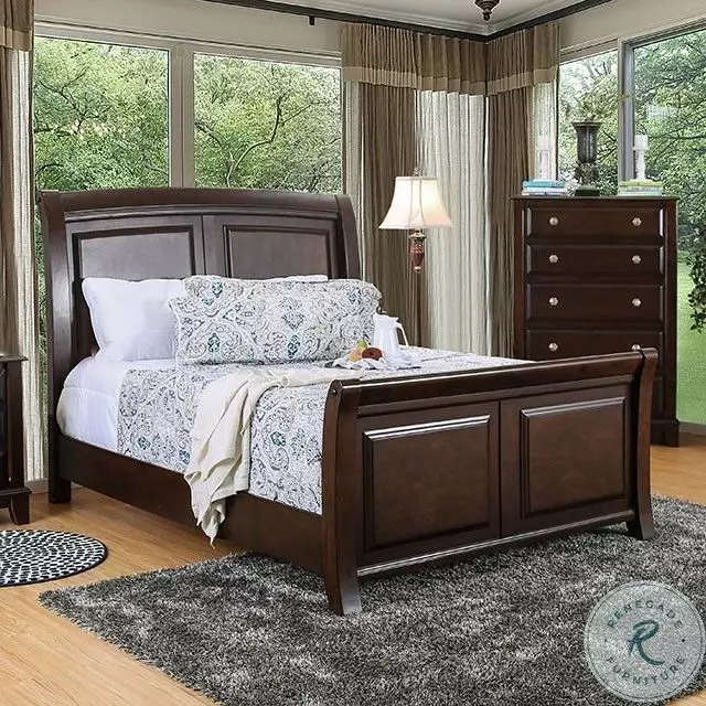 Cherry sleigh bed queen set store