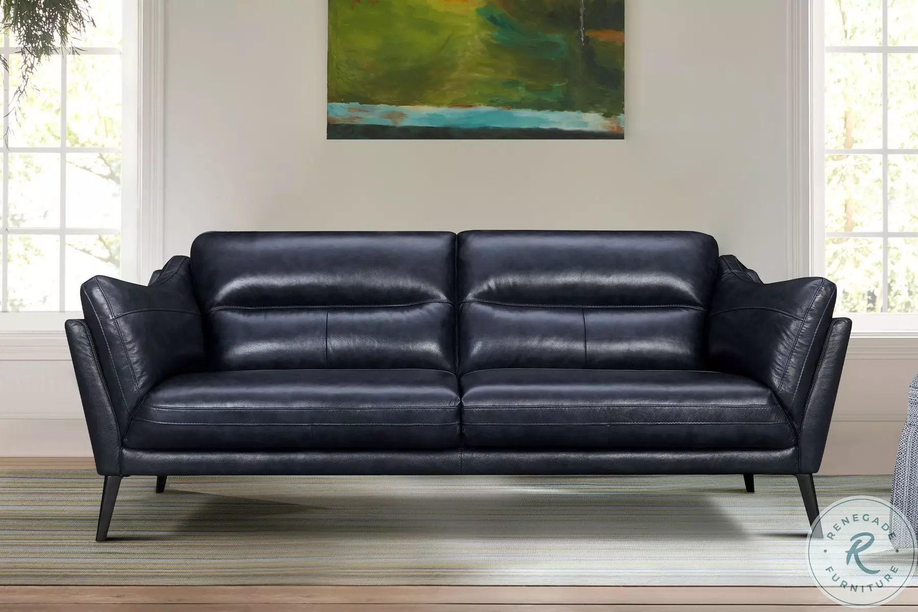 Franz 87 Modern Blue Genuine Leather Sofa From Armen Living Coleman Furniture
