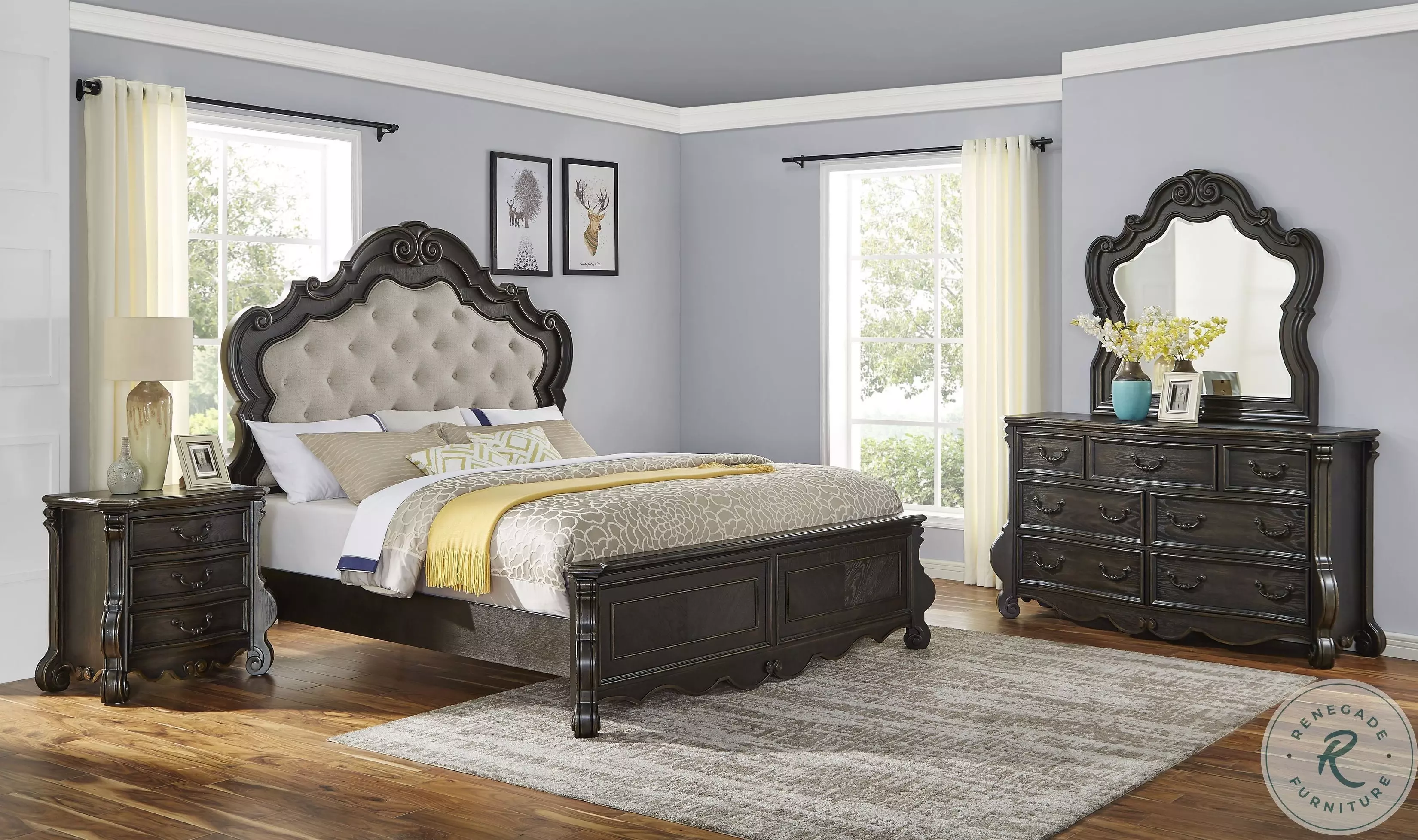 Rhapsody Brown Upholstered Panel Bedroom Set from Steve Silver Coleman Furniture