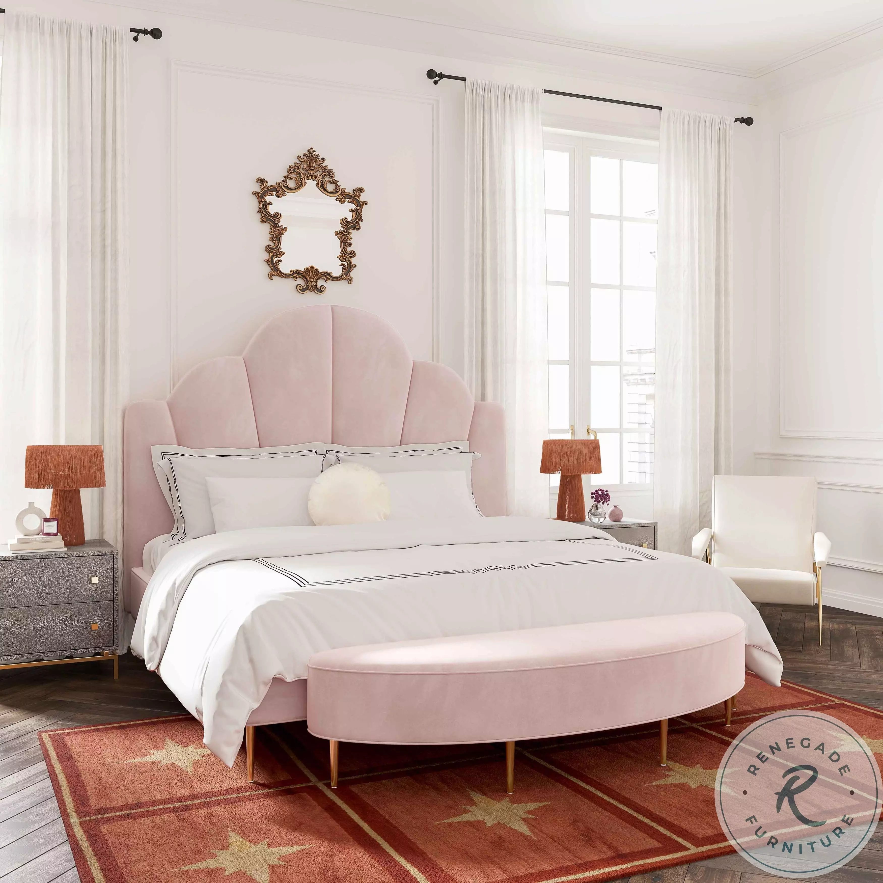 TOV Furniture Bianca Bed Blush Velvet Full