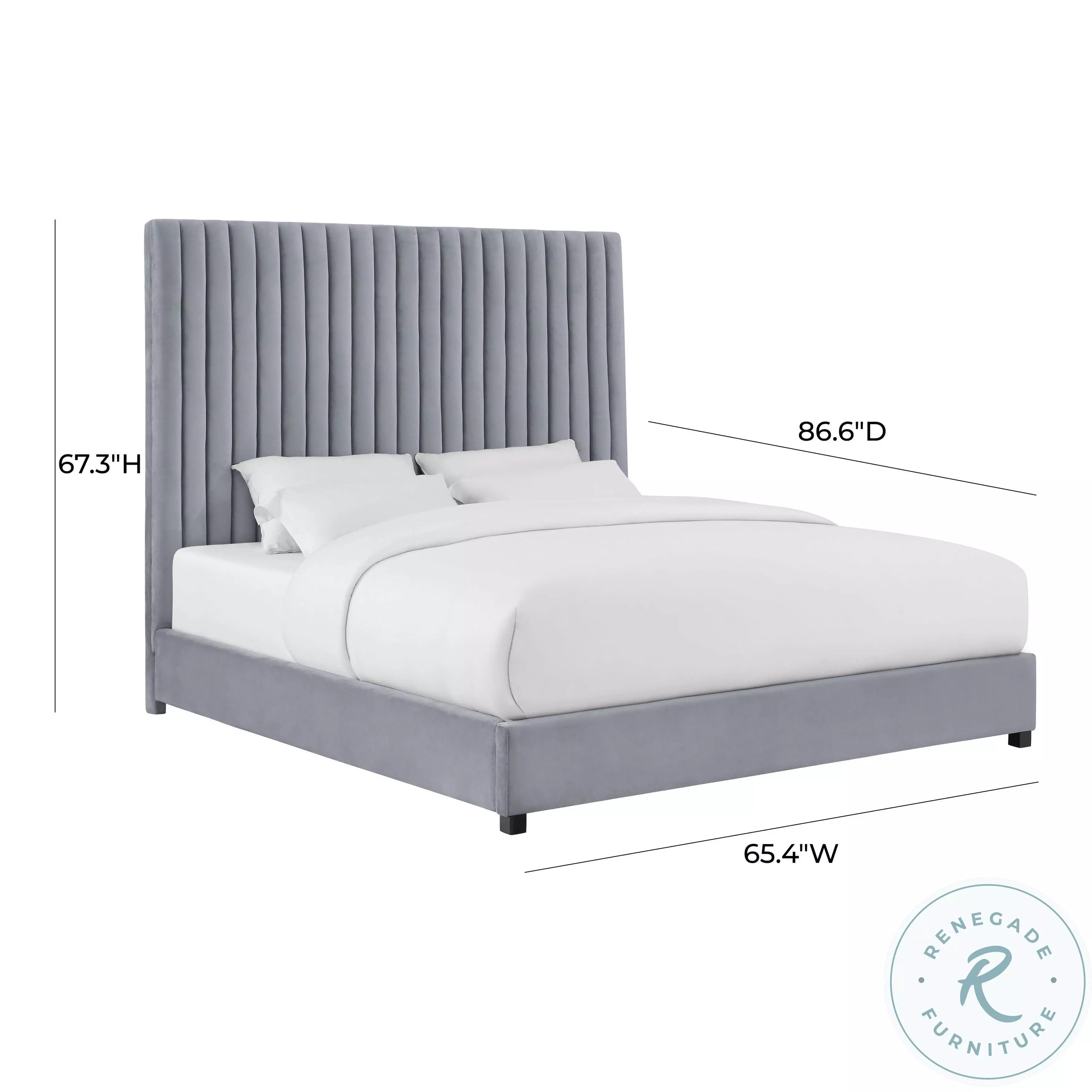 Arabelle Grey Queen Upholstered Platform Bed from TOV Furniture B97 Coleman Furniture