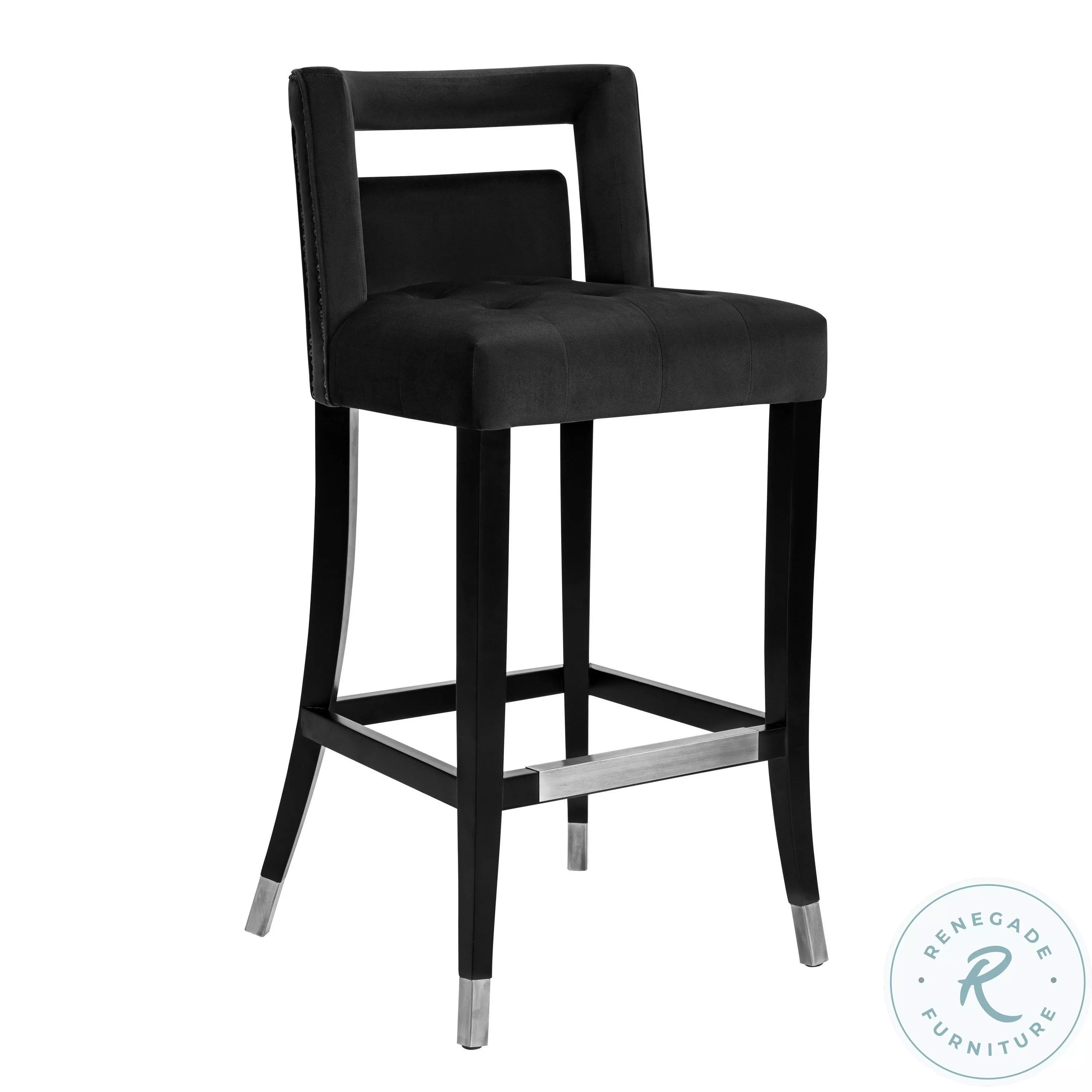 TOV Hart Black Velvet Counter Stool