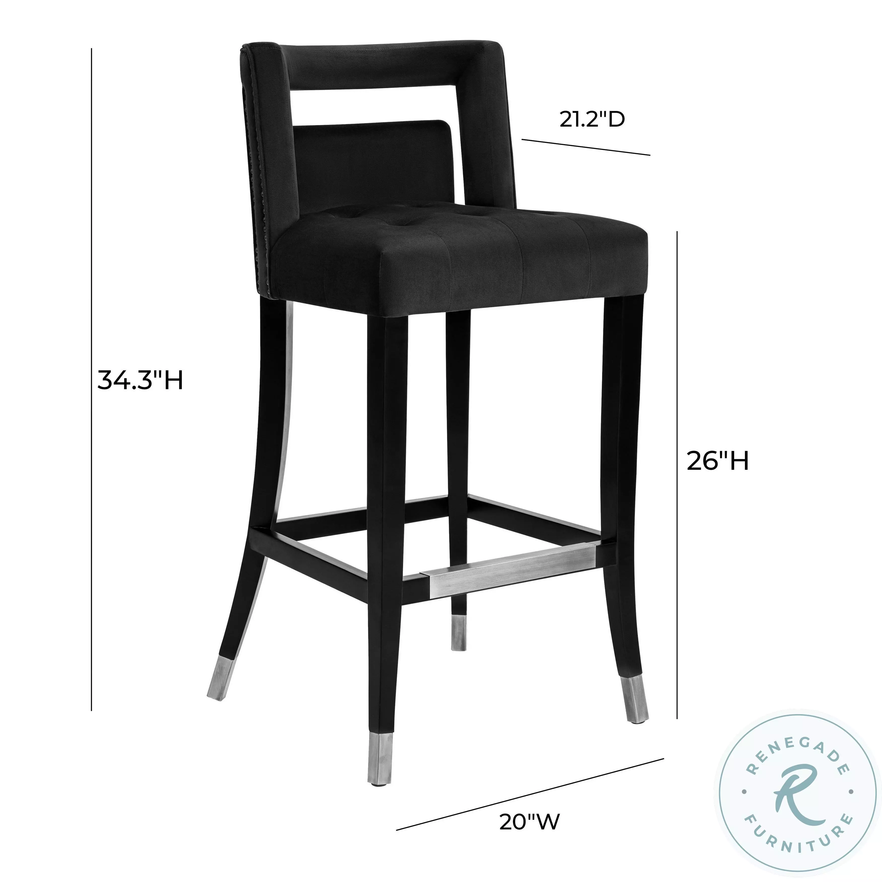Hart Black Velvet Counter Height Stool From TOV Coleman Furniture