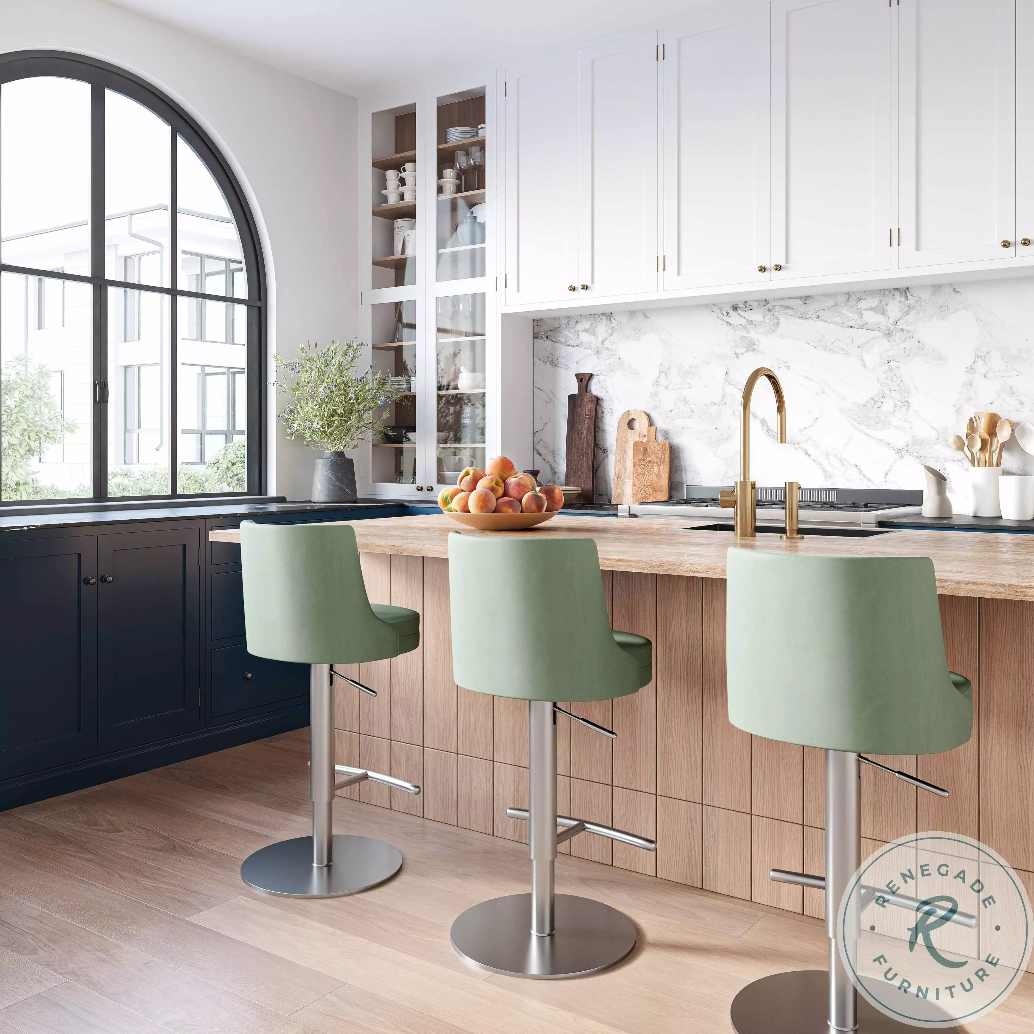 Reagan Sea Foam Green and Silver Adjustable Stool From TOV Coleman Furniture