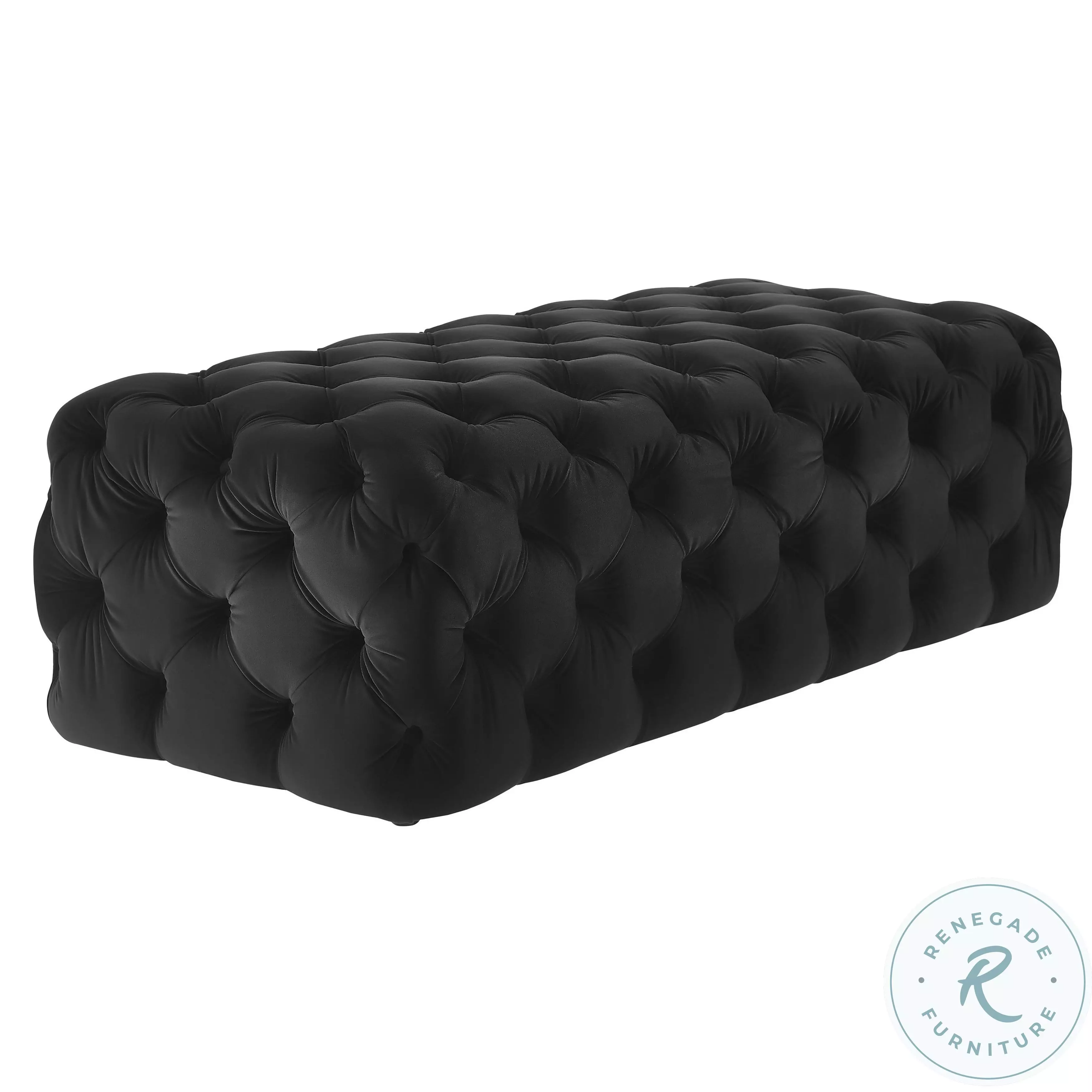 Kaylee Jumbo Black Velvet Ottoman from TOV Coleman Furniture