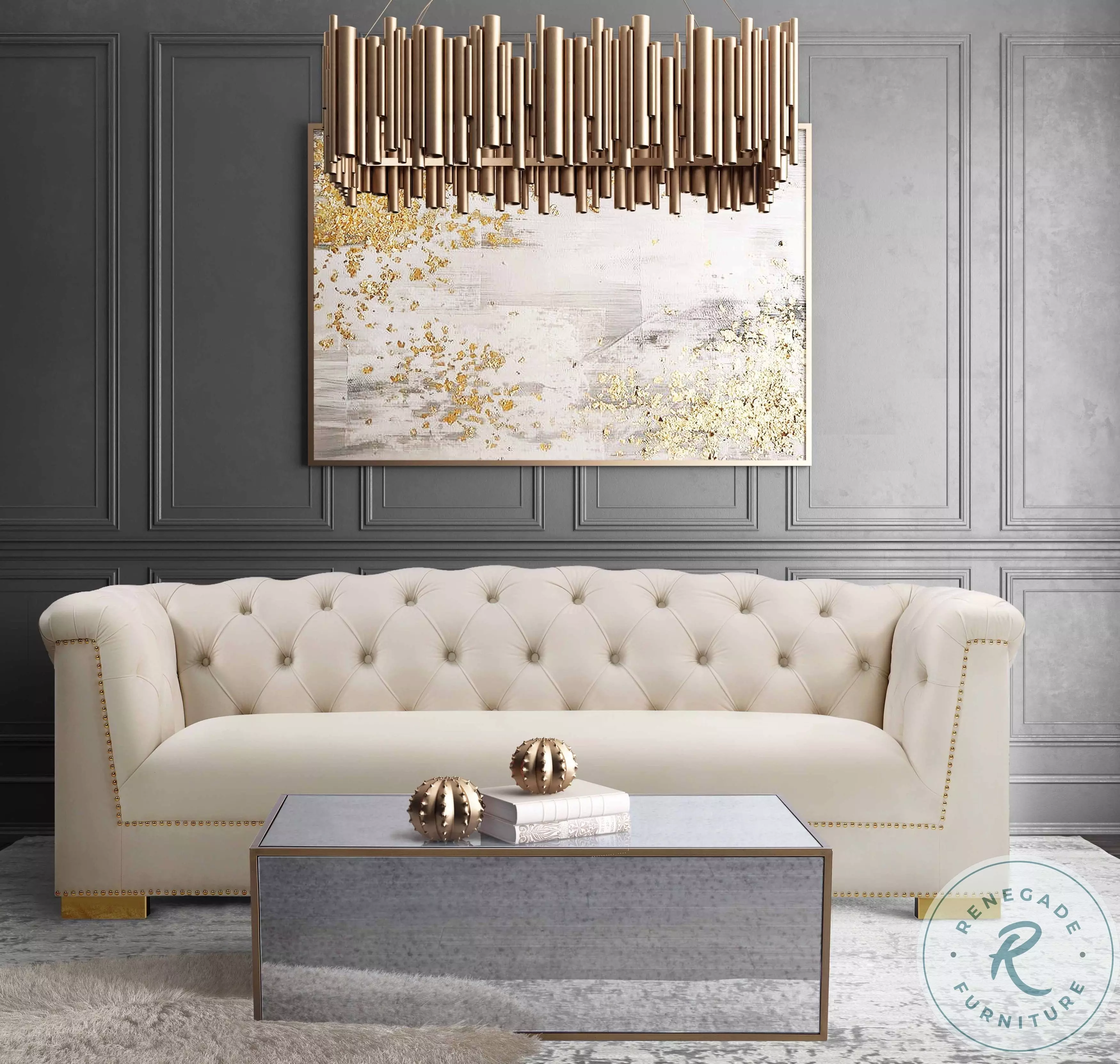 Farah grey velvet sofa store