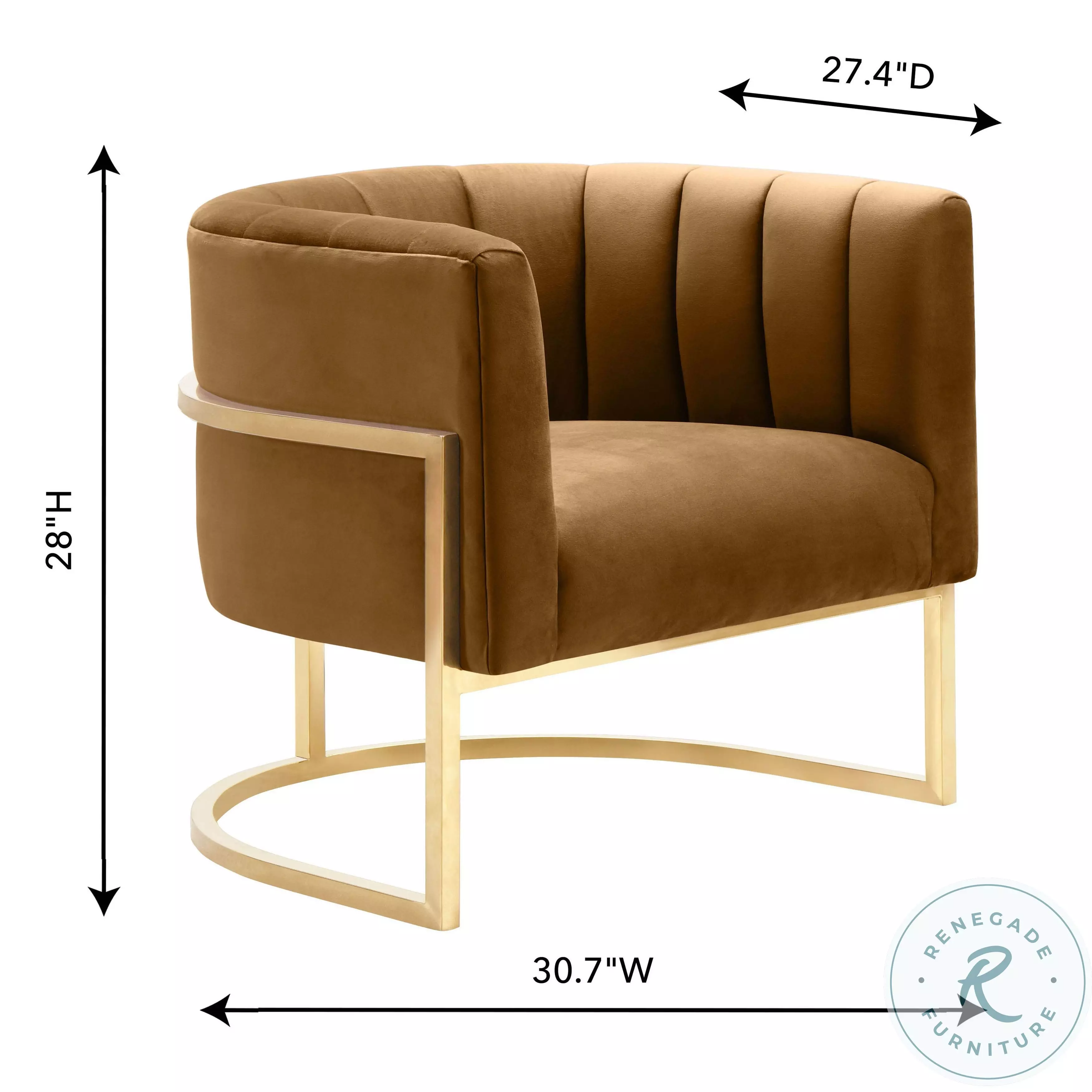 Magnolia Cognac Velvet Chair from TOV Coleman Furniture