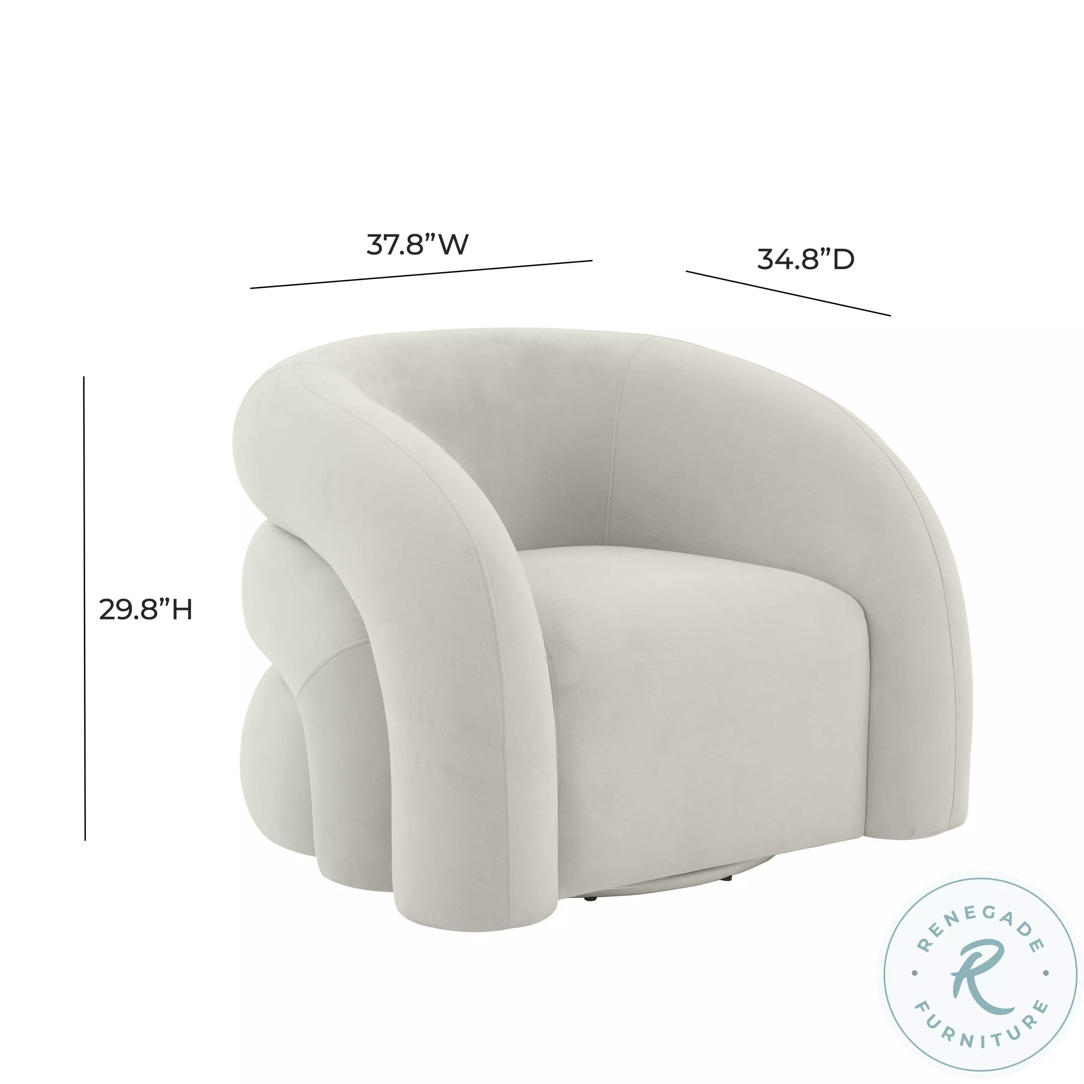 TOV Furniture Slipper Light Grey Velvet Swivel Chair